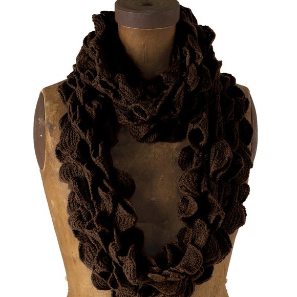 Styles I Love | Accessories | Chocolate Brown Ruffle Knit Infinity Loop ...